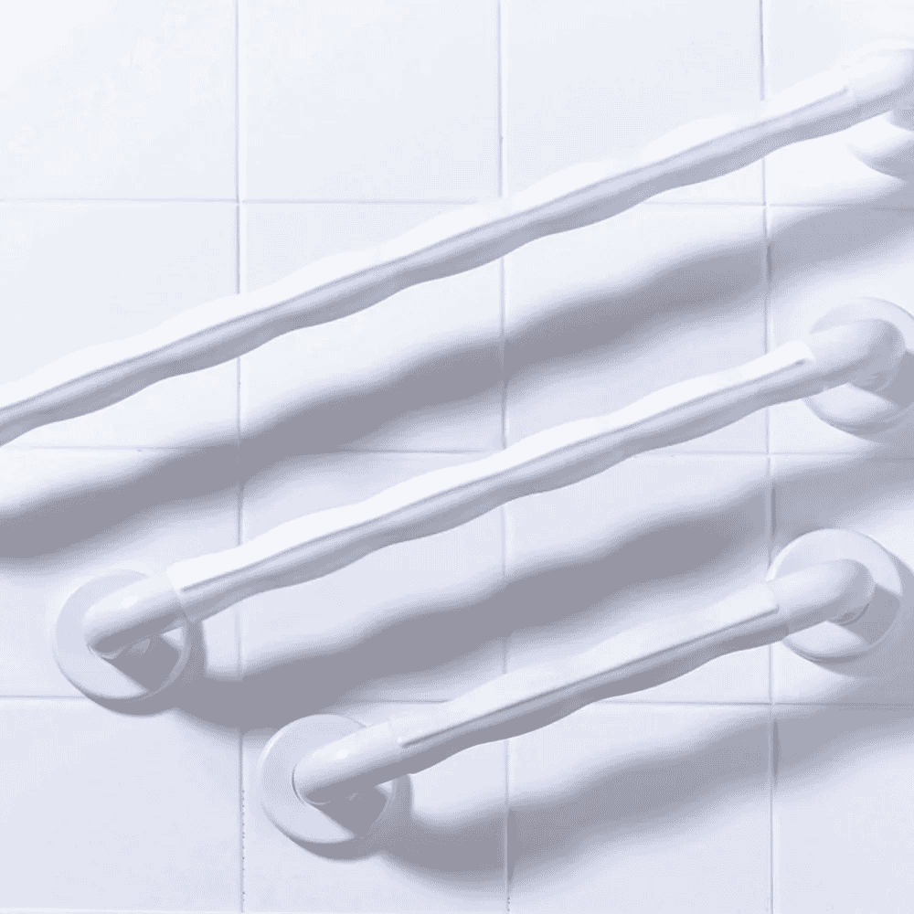 Natural Grip Plastic Grab Rail - White 60cm - Blue 30cm from Essential Aids