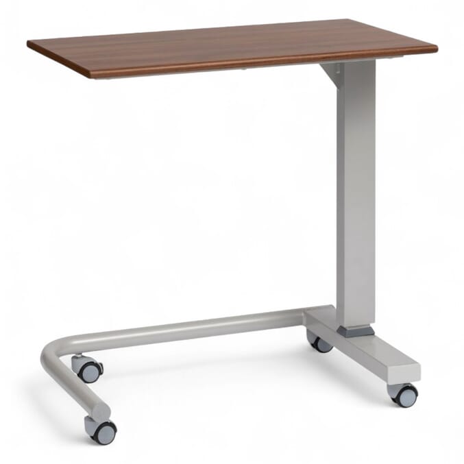 Alerta Gas Lift Overbed Wheelchair Table - Walnut from Essential Aids