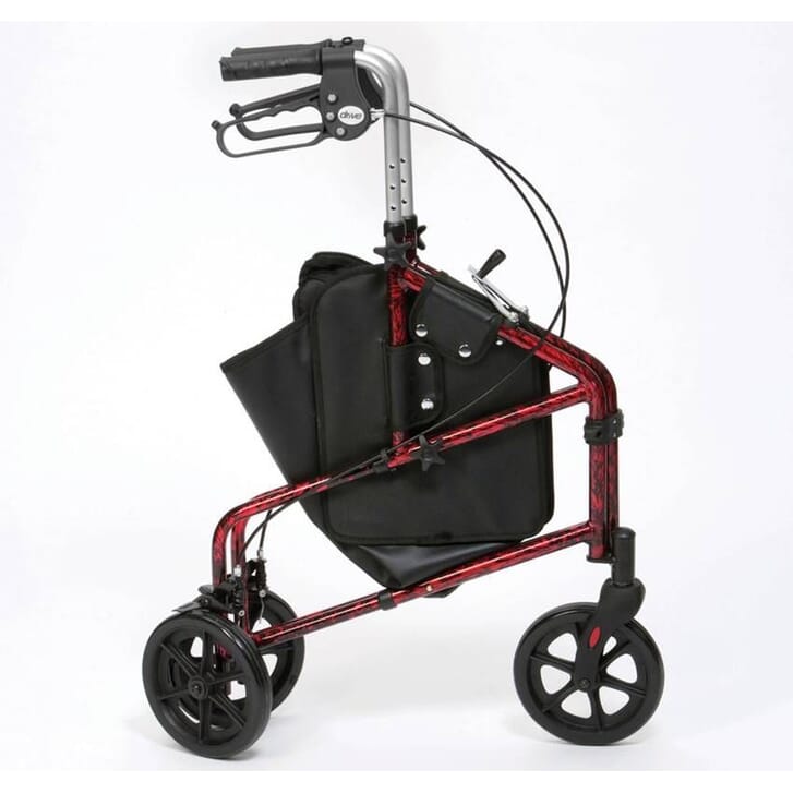 Aluminium 3-Wheeled Walker with Bag - Red from Essential Aids