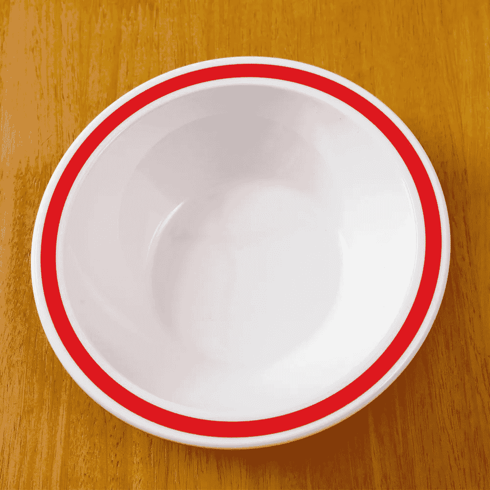Bright Red Rimmed Bowl from Essential Aids