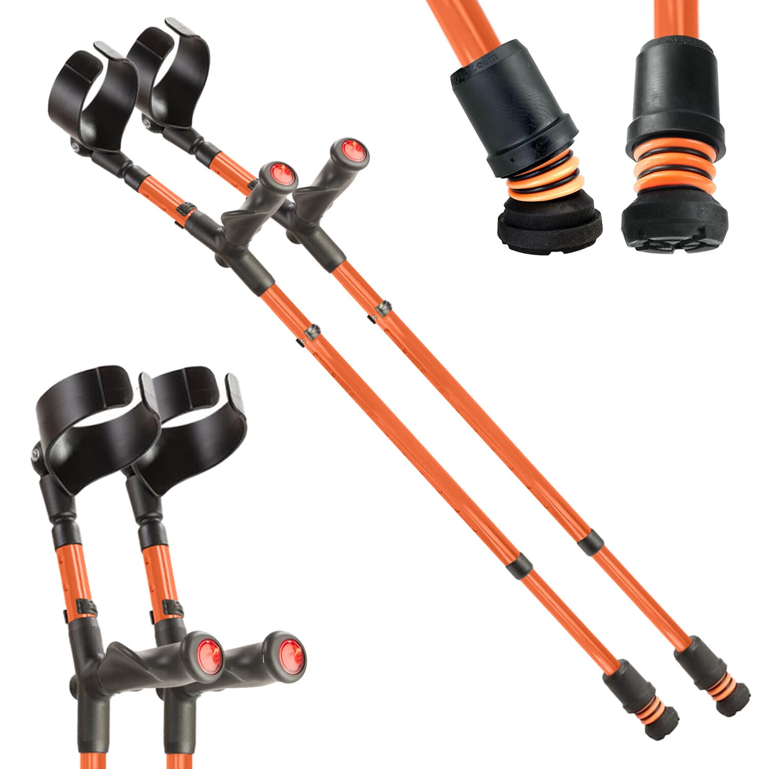 Flexyfoot Comfort Grip Double Adjustable Crutches - Black - Pair - Red ...