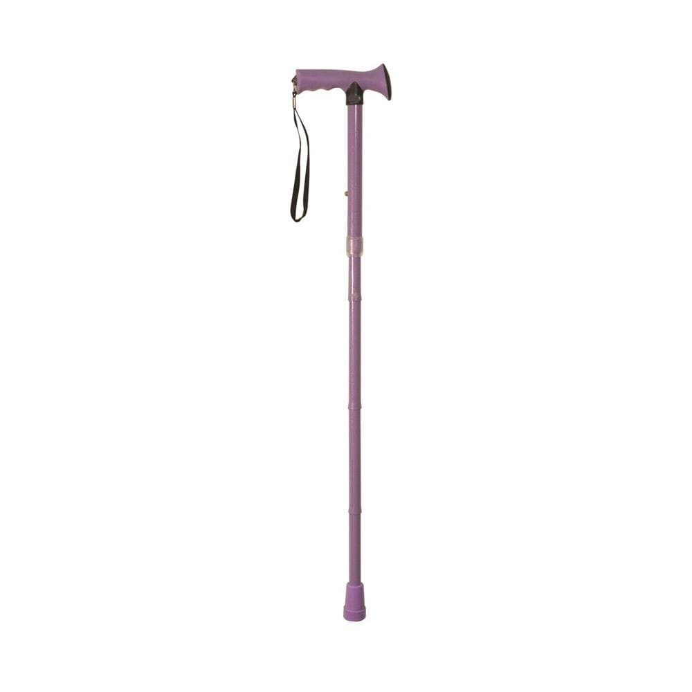 Folding Rubber Handled Walking Stick - Lilac from Essential Aids