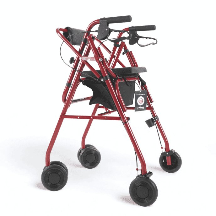 Glider Plus Adjustable Rollator - 19" Seat Height, Burgundy from ...