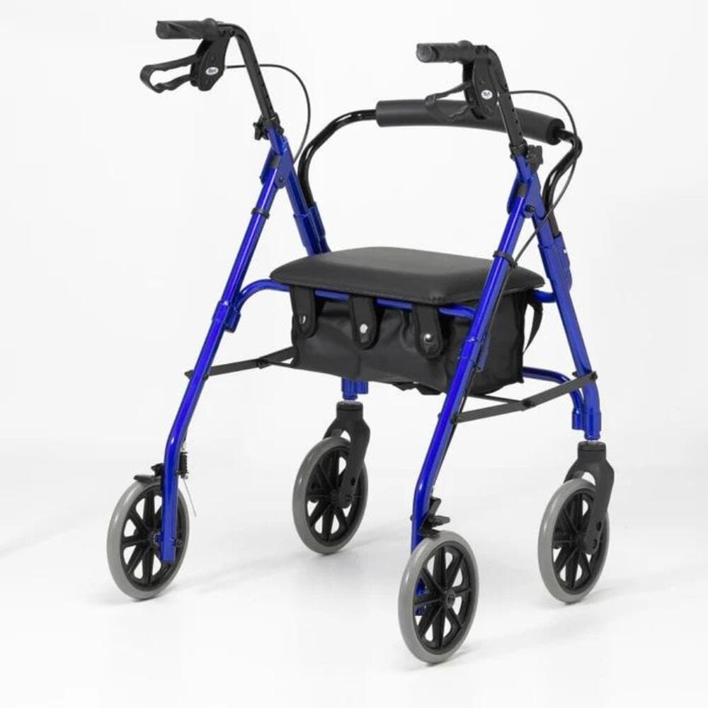 Lightweight Aluminium Framed Rollator - Blue - Silver from Essential Aids