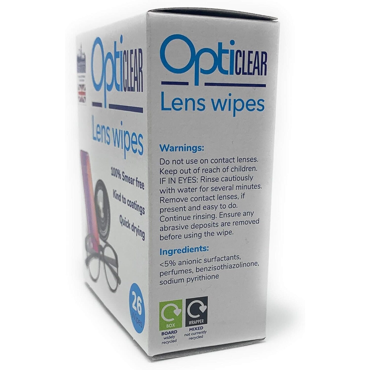 Opticlear Lens Cleaning Wipes - 1 Pack of 26 Wipes from Essential Aids