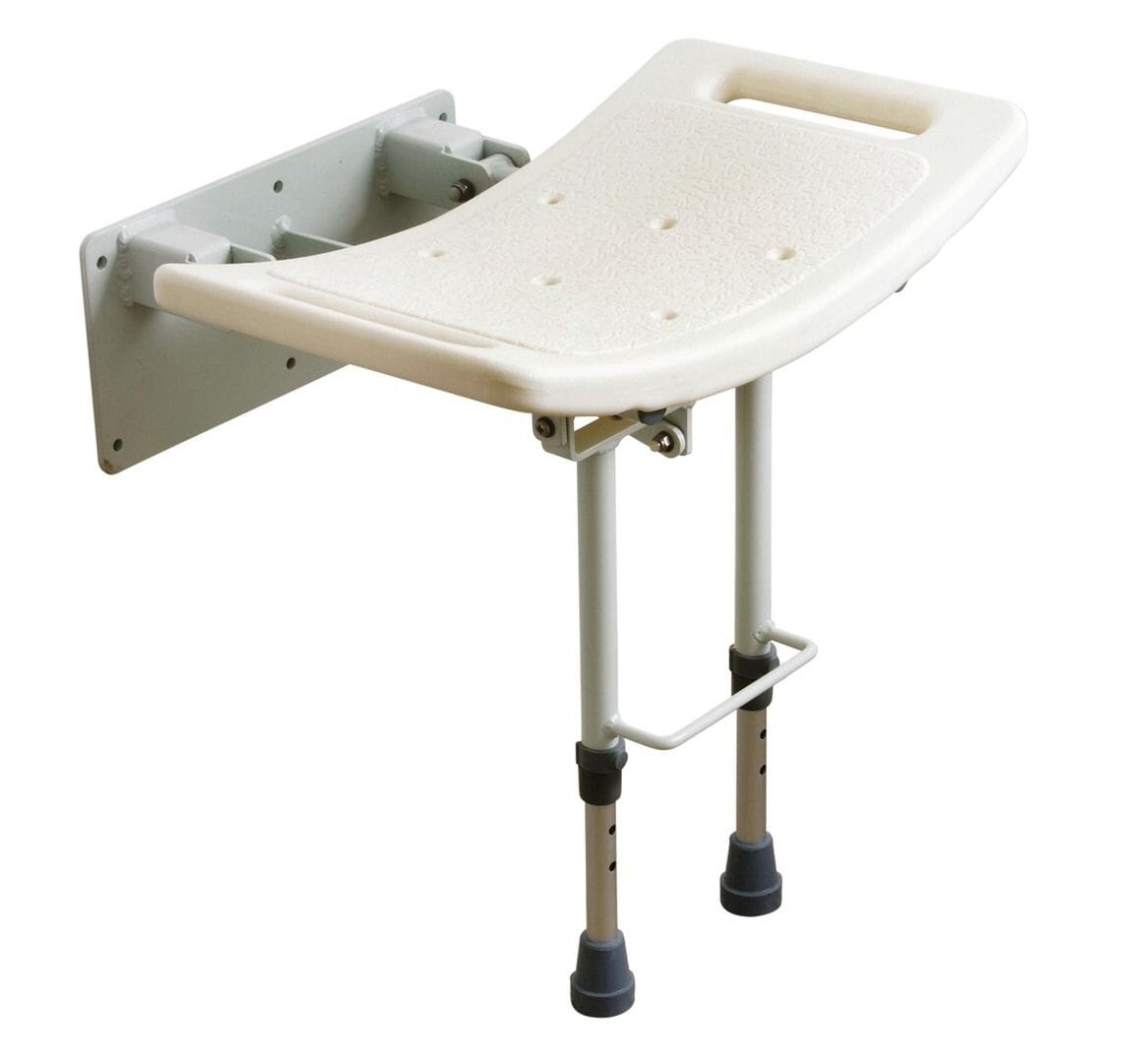 Shower Seat Drop Down In White With Legs from Essential Aids