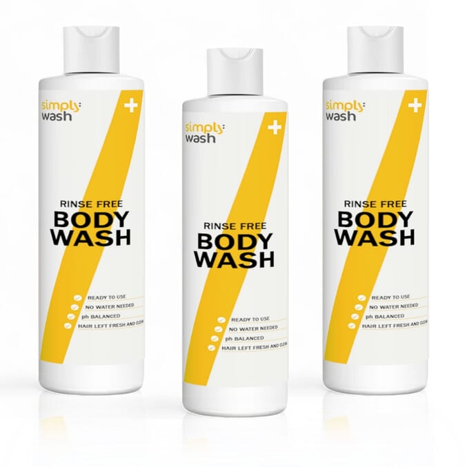Simply Wash Rinse Free Body Wash - 200ml - Pack of 3 from Essential Aids