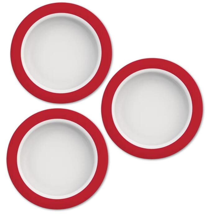 Small Plate With Sloped Base - Red Rim - Pack of 3 from Essential Aids