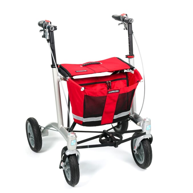 Trionic Rollator Walker 9er - Red-Black, S Cork grips from Essential Aids